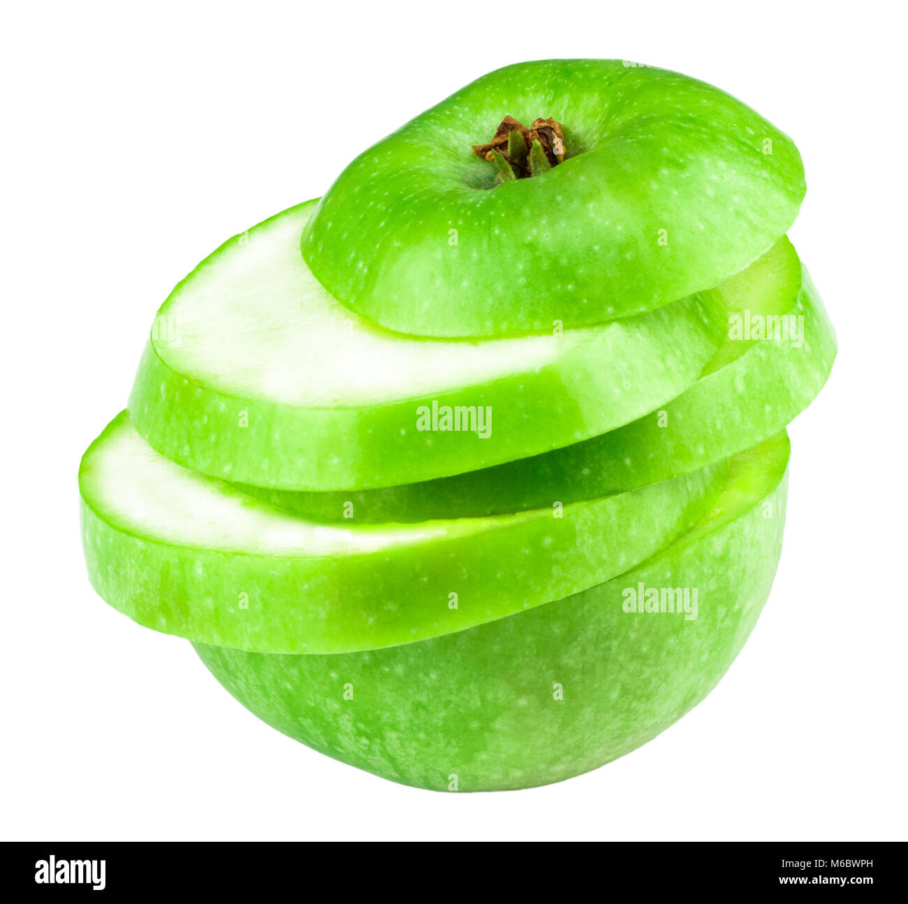 sliced green apple isolated on a white background Stock Photo - Alamy