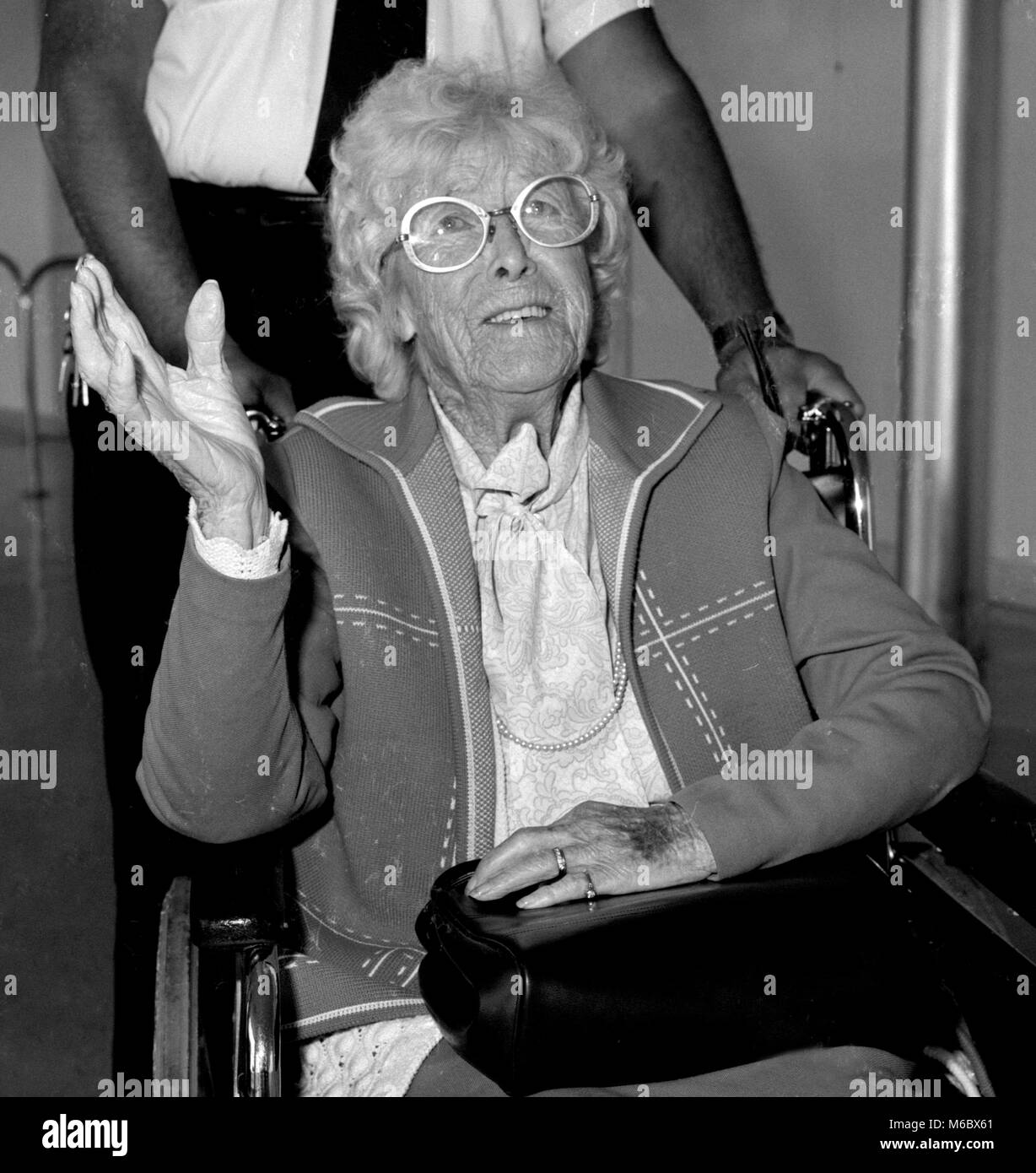 Edwina Mackenzie, 99, as she left Heathrow Airport, London, for a ...