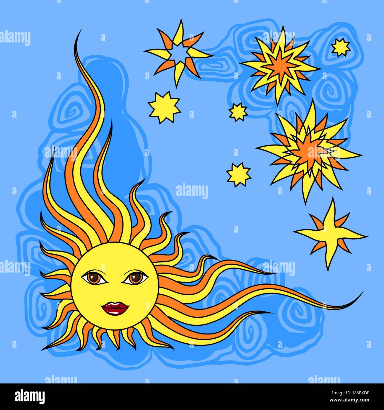Fantasy hand drawn sun over white. Vector illustration Stock Vector ...