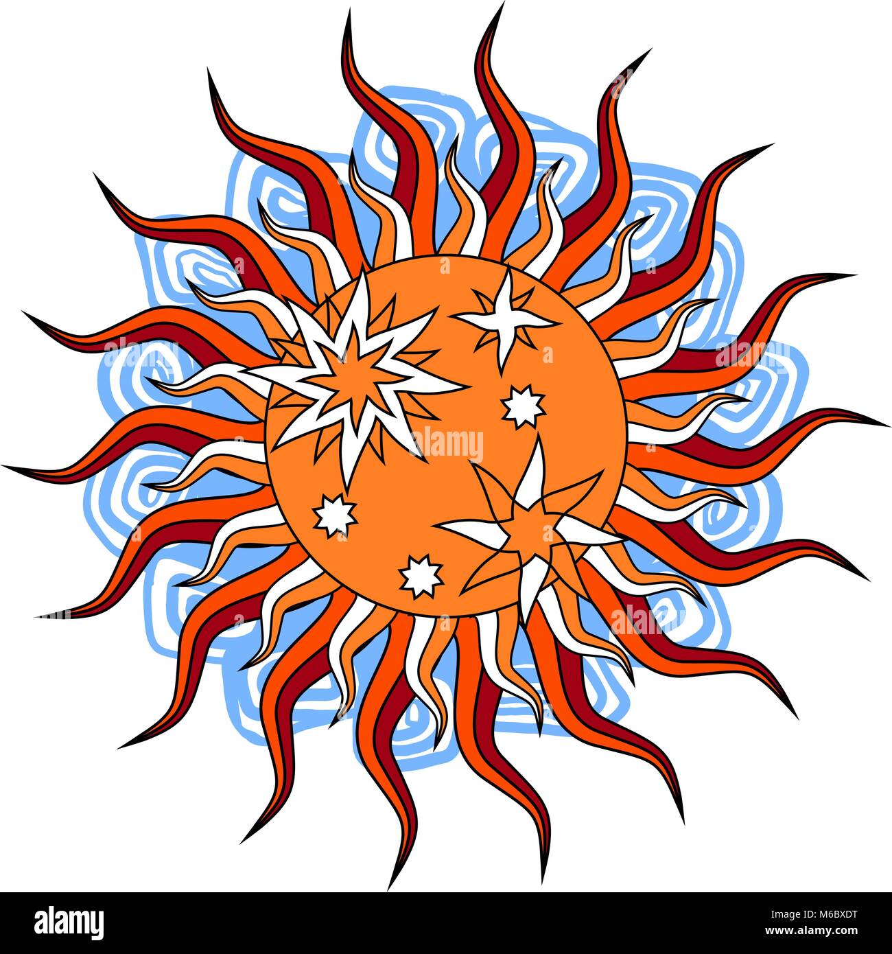 Fantasy hand drawn sun over white. Vector illustration Stock Vector ...