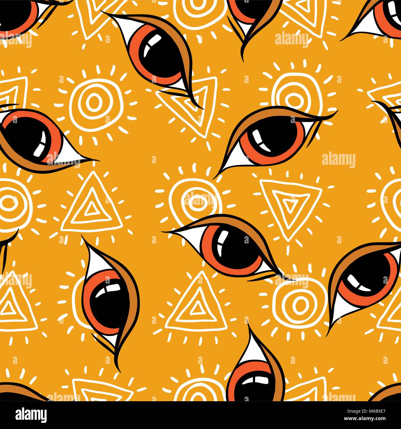 Seamless abstract hand drawn pattern, eyes background Stock Vector ...