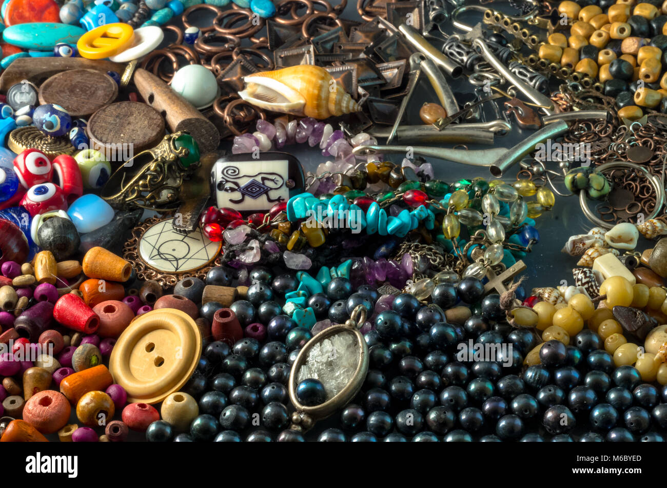 Pile of blue beads hi-res stock photography and images - Alamy