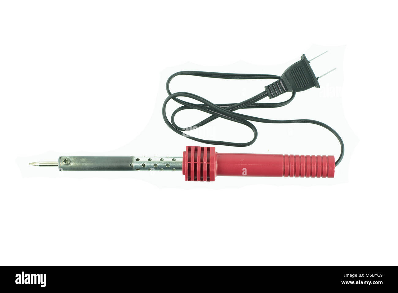 Red soldering iron isolated on white background Stock Photo - Alamy