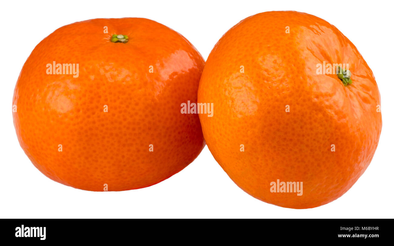 Two ripe tangerines isolated on white background Stock Photo - Alamy