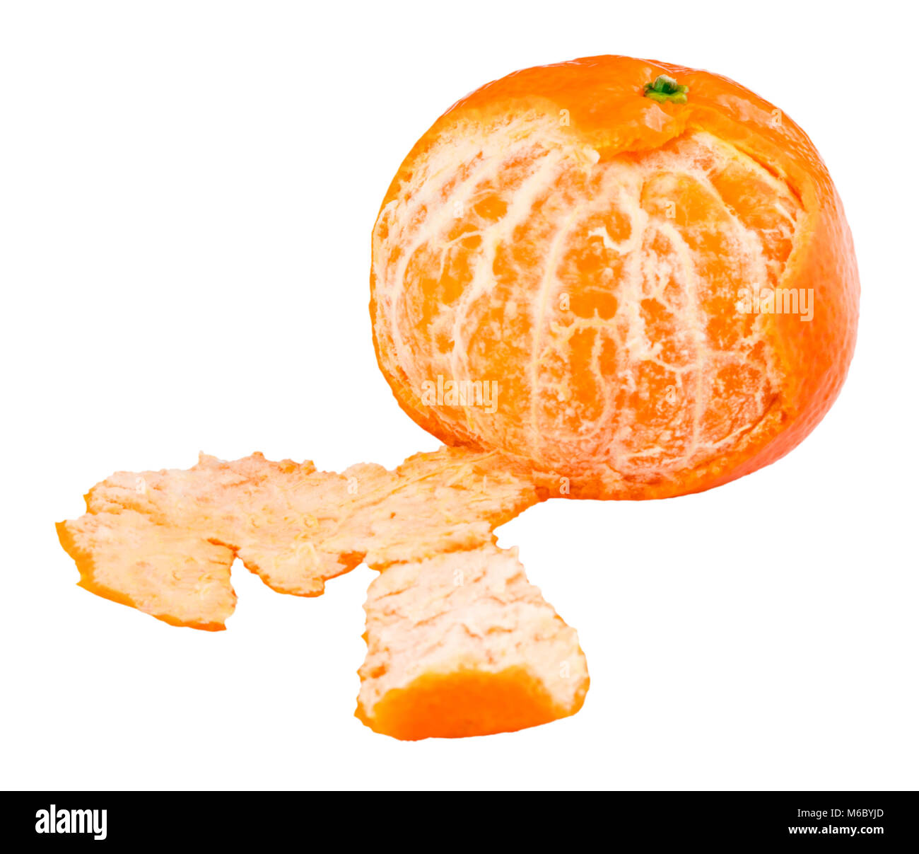 ripe juicy peeled mandarin orange. isolated on white background Stock ...