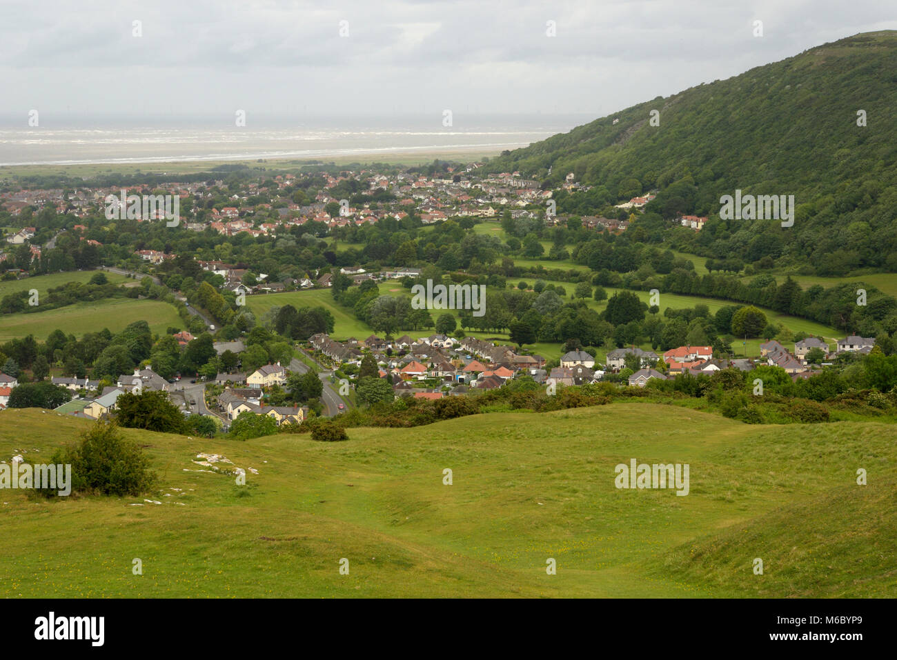 Meliden and Prestatyn from Graig Fawr with Wind Farm Obscured by Sea ...