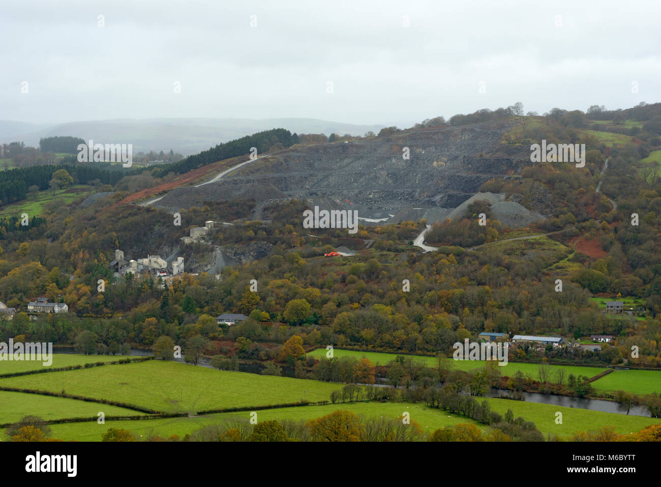 Llanelwedd Quarries from Garth Trig Point Stock Photo - Alamy