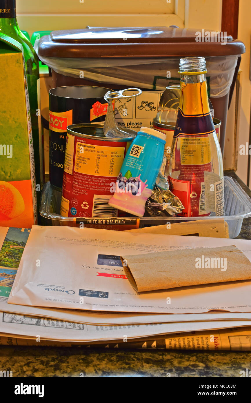 A typical small collection of daily 'waste' awaiting recycling. The ...