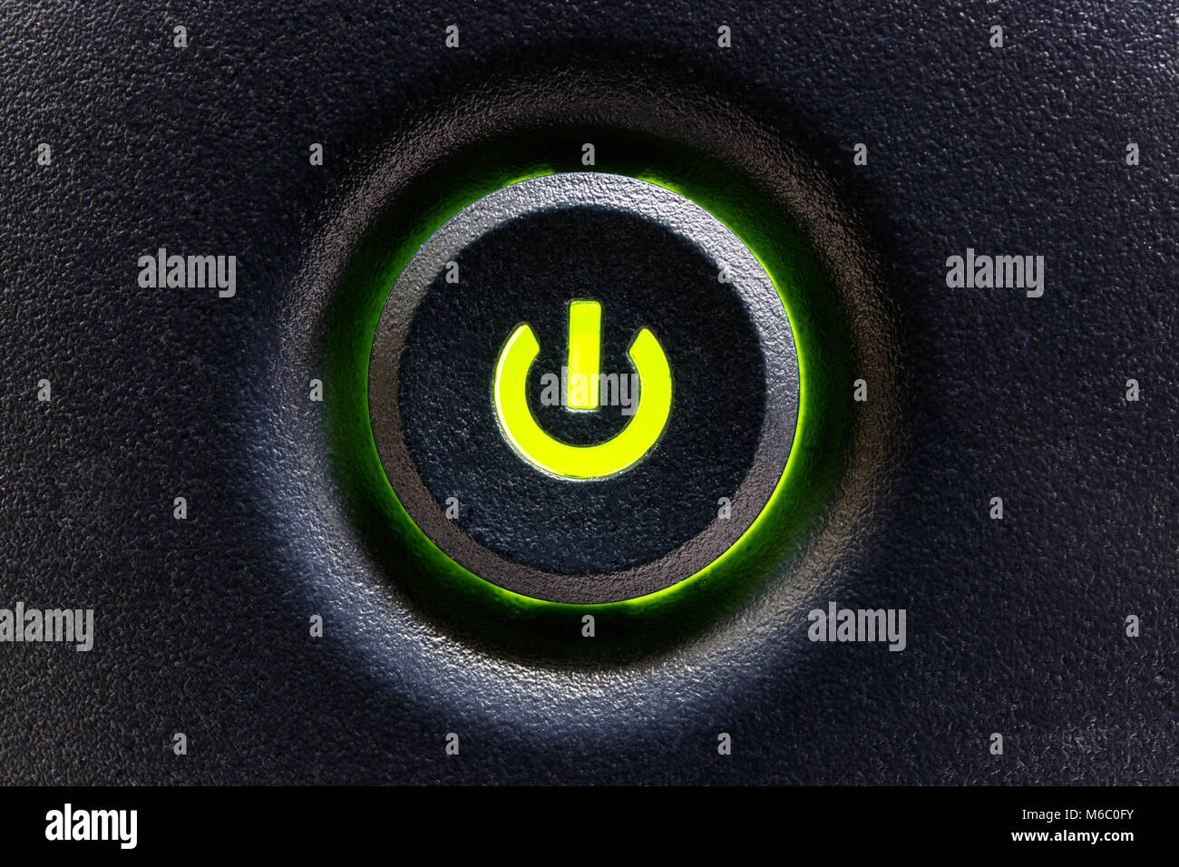 Computer Power Switch or Button with Green Highlight Stock Photo - Alamy
