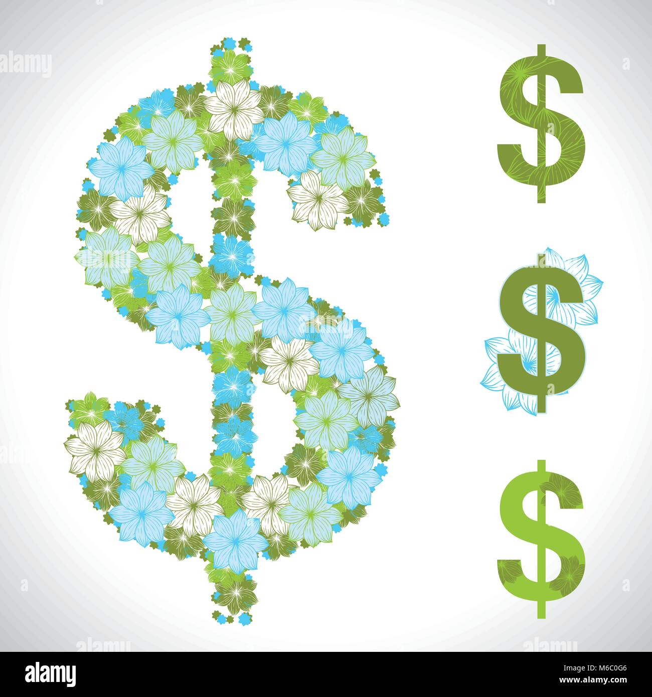 Vector illustration of the dollar. Flower texture Stock Vector Image ...