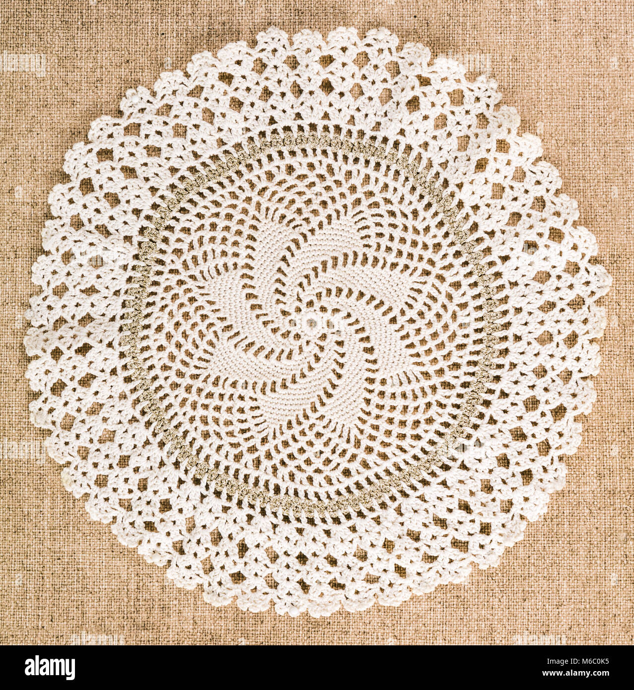 Beautiful decorative Lace Dolly on bright background Stock Photo - Alamy