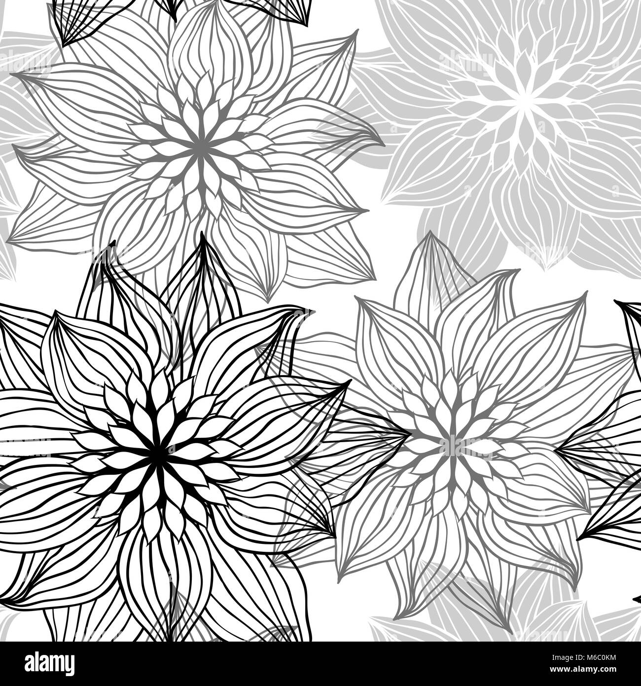 Seamless pattern with hand draw flowers, floral illustration Stock ...