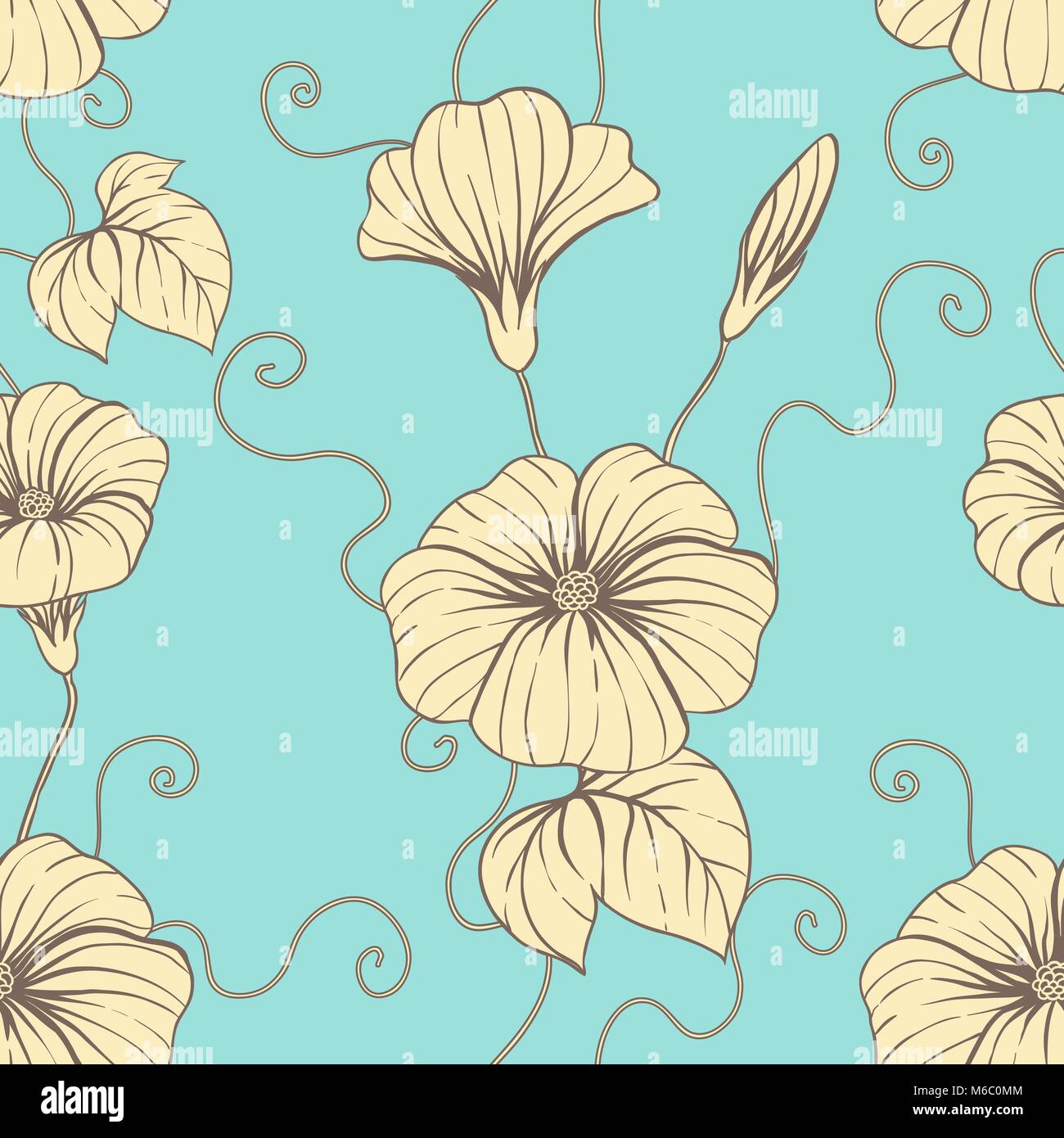 Seamless pattern with hand draw flowers, floral illustration Stock ...