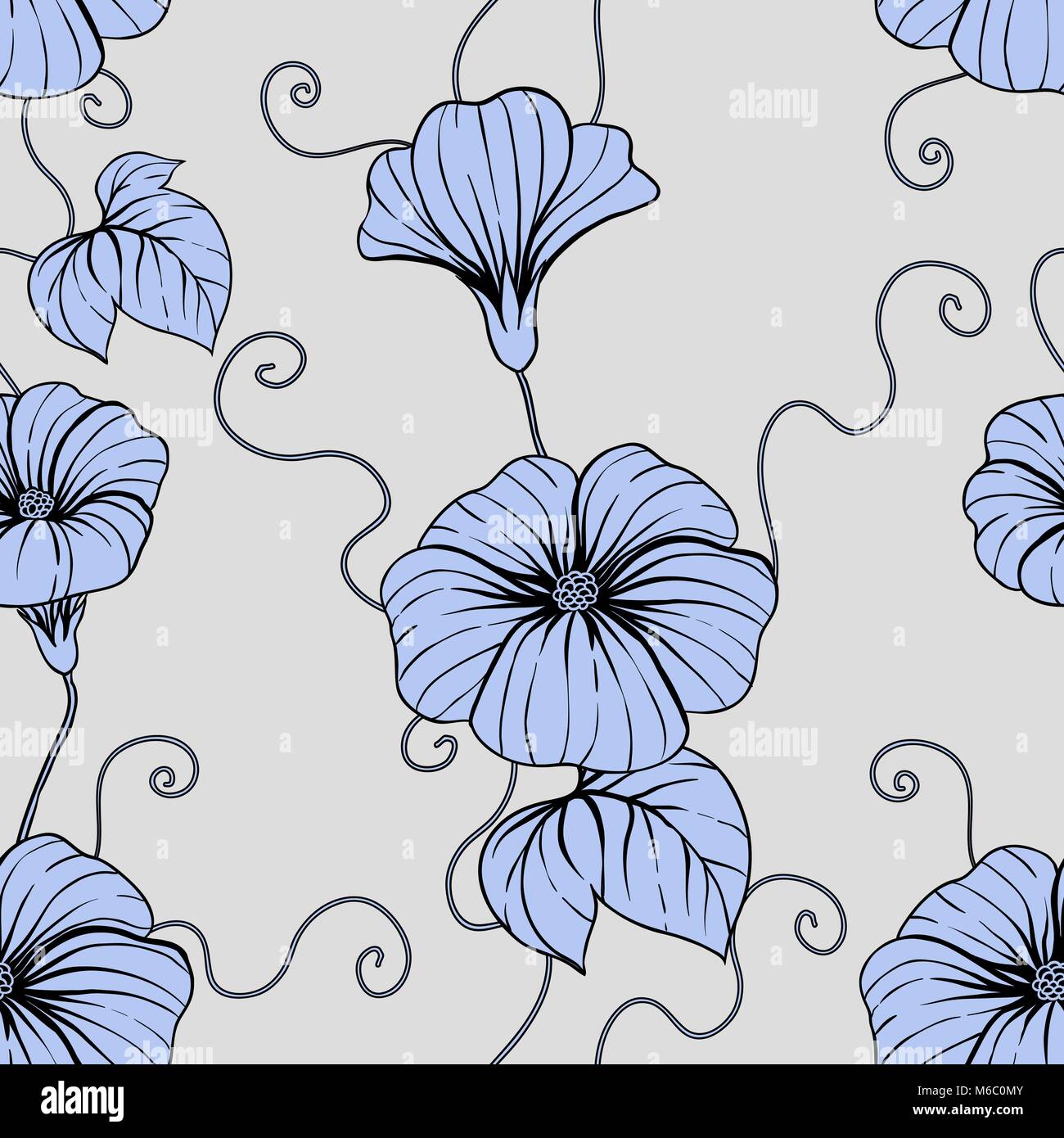 Seamless pattern with hand draw flowers, floral illustration Stock ...