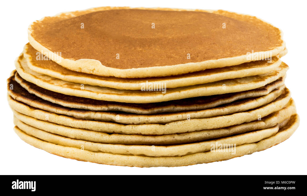 Stack of delicious pancakes on plate isolated on white Stock Photo - Alamy