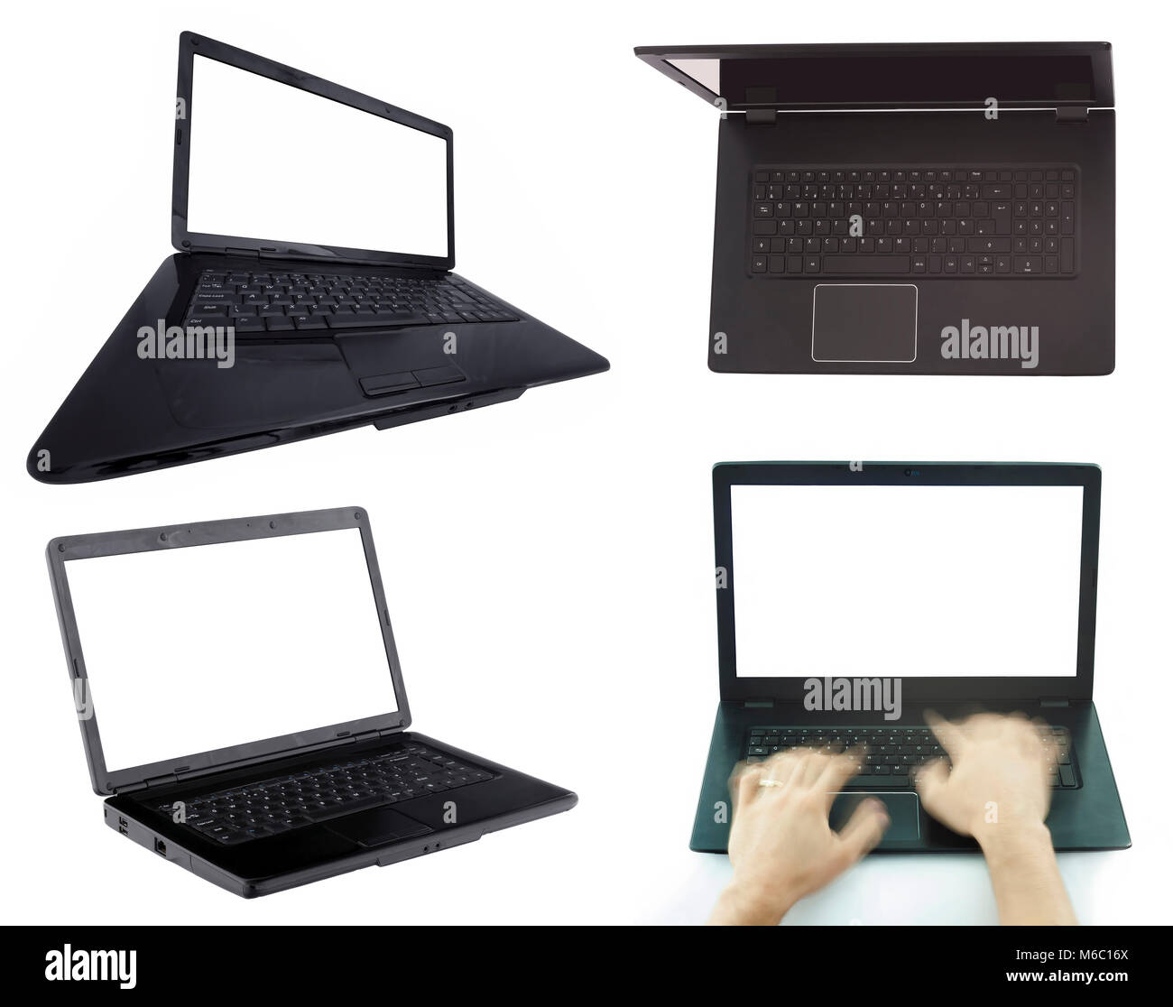 set of laptop computer isolated on white background Stock Photo - Alamy