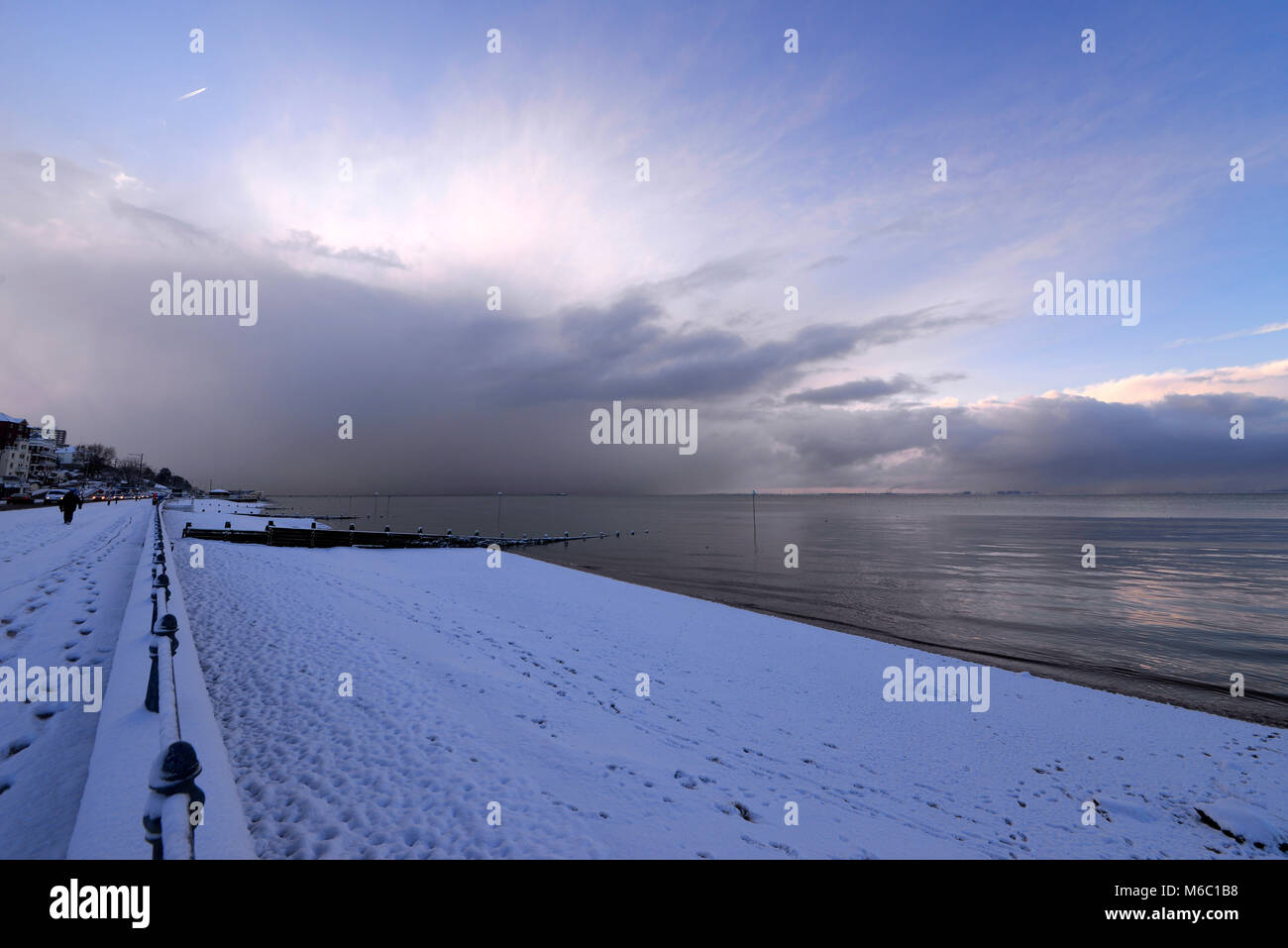 Towering snow clouds of Beast from the East approaching Southend on Sea ...