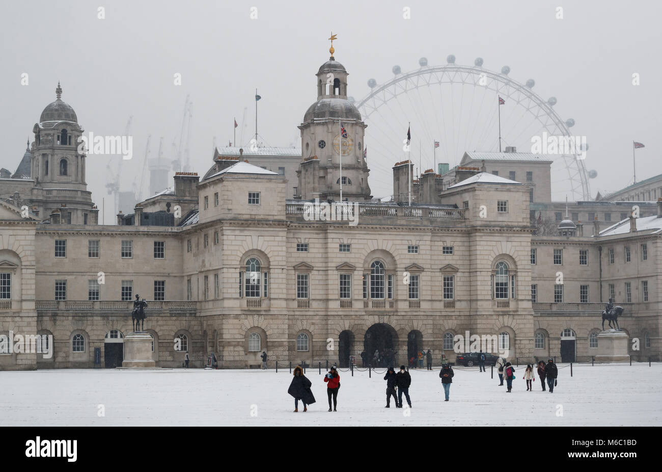 A dusting of snow covers the parade ground at Horse Guards Parade in ...
