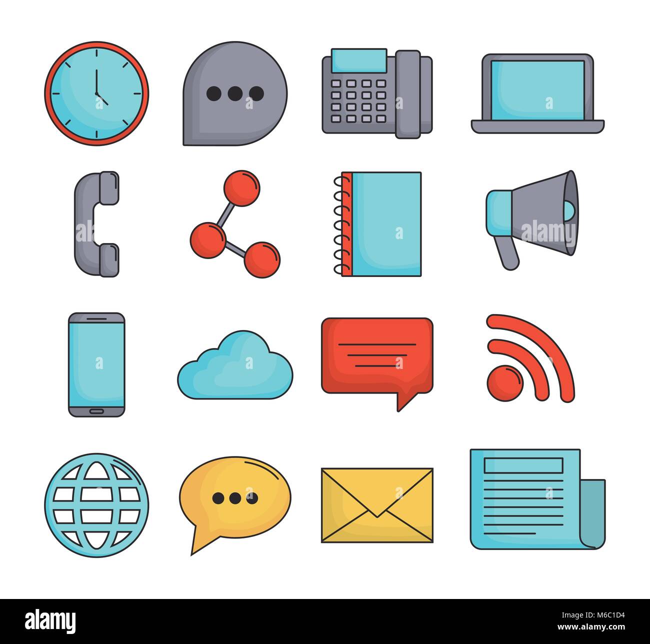 communication related icons over white background colorful design ...
