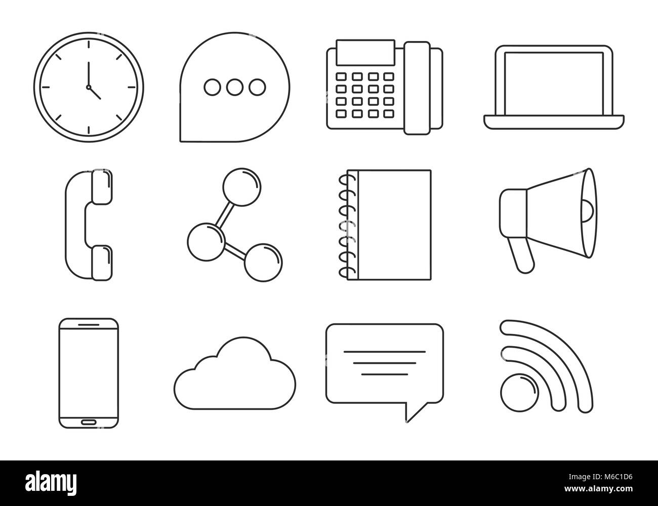 communication related icons over white background vector illustration ...