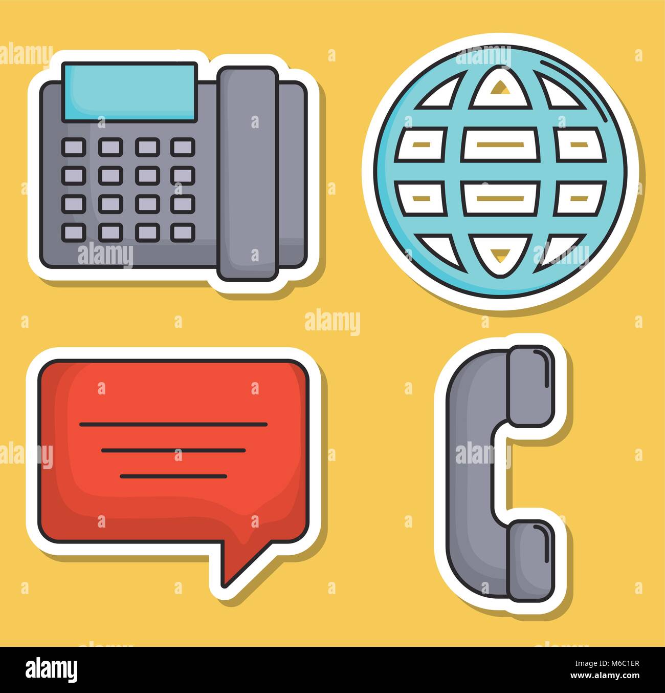 communication related icons over yellow background colorful design ...