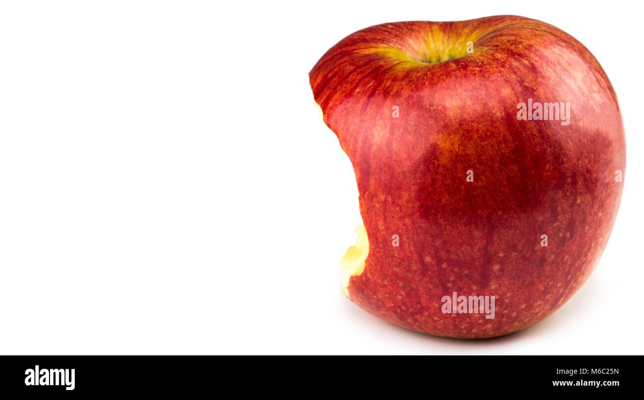 red apple that has been bit into isolated on white background Stock ...