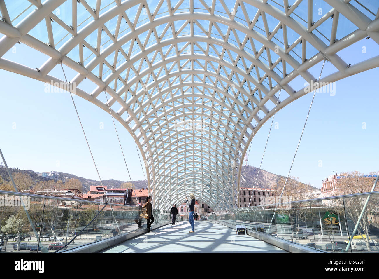 The glass bridge in Tbilisi, Georgia. A bridge of peace in Tbilisi, a ...