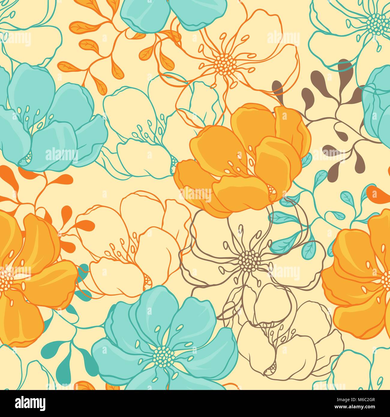 Vector background with hand drawn flowers Stock Vector Image & Art - Alamy