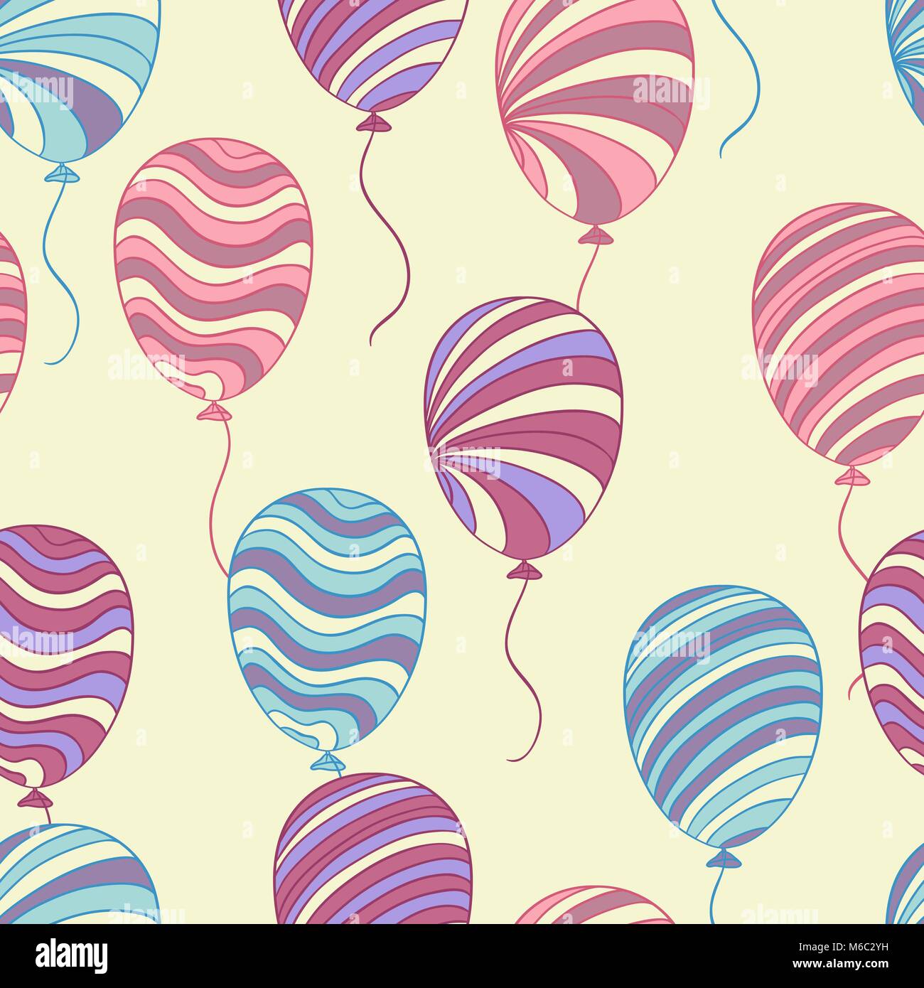 Seamless pattern of hand drawn balloons, vector Stock Vector Image ...