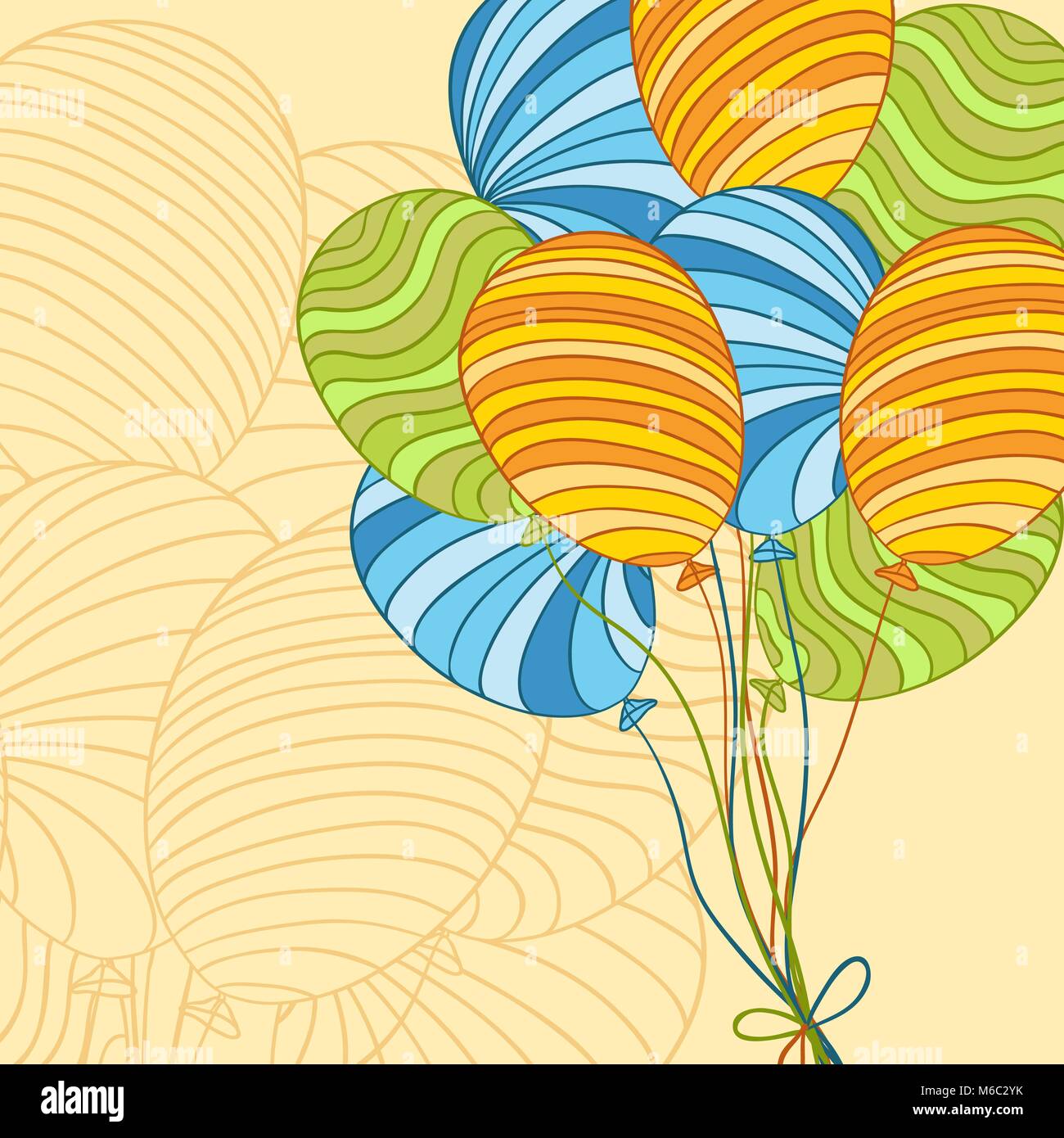 Background with colored hand drawn vector balloons Stock Vector Image ...