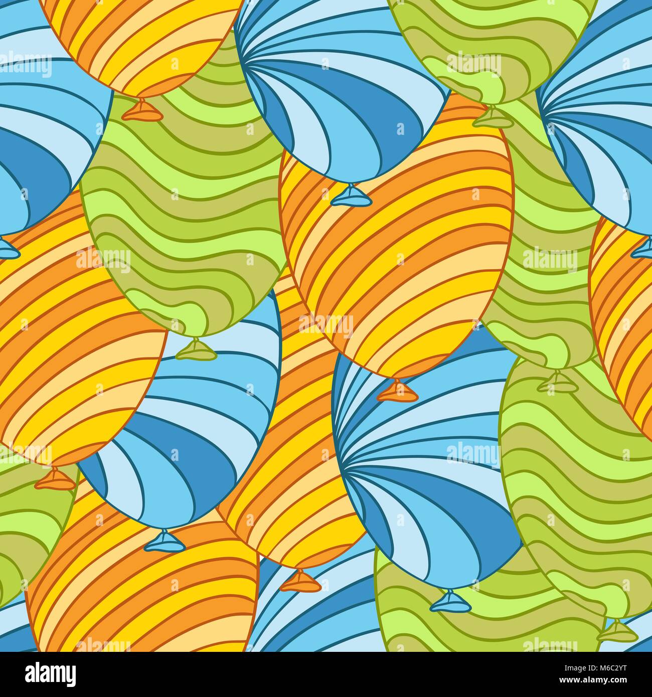 Seamless pattern of hand drawn balloons, vector Stock Vector Image ...