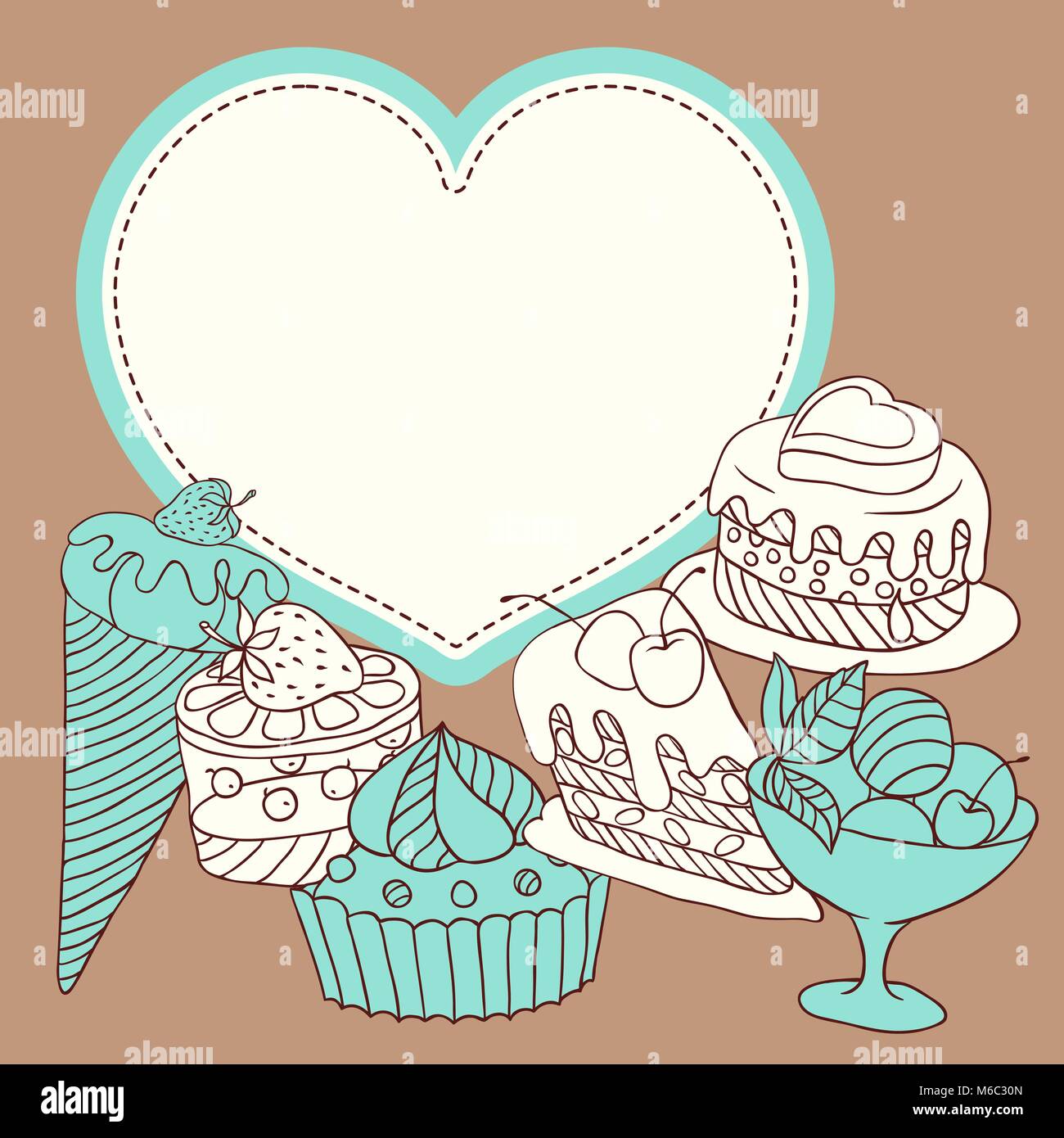 Vector frame with and sweet little cupcakes Stock Vector Image & Art ...