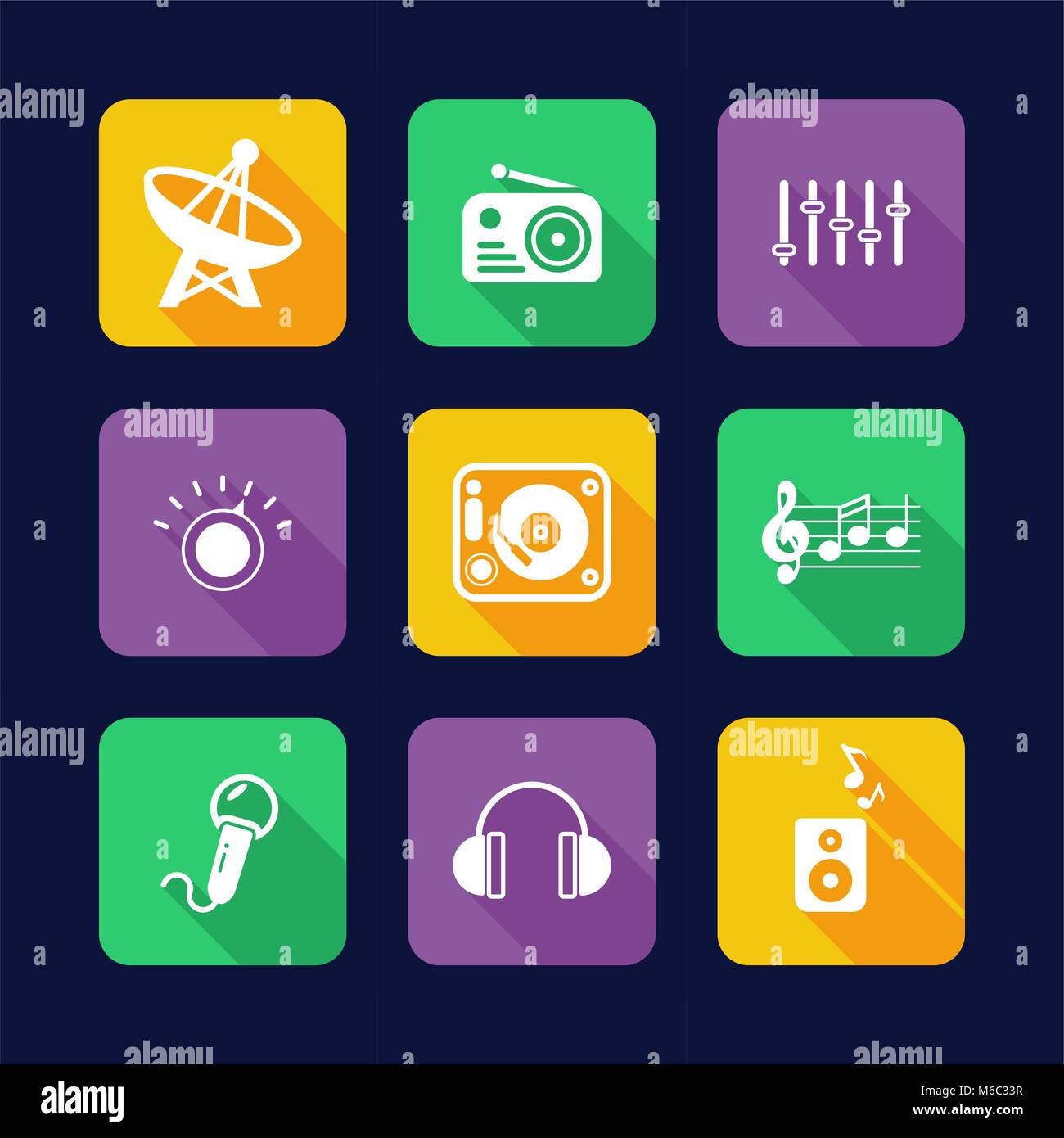 Radio Station Icons Flat Design Stock Vector Image & Art - Alamy