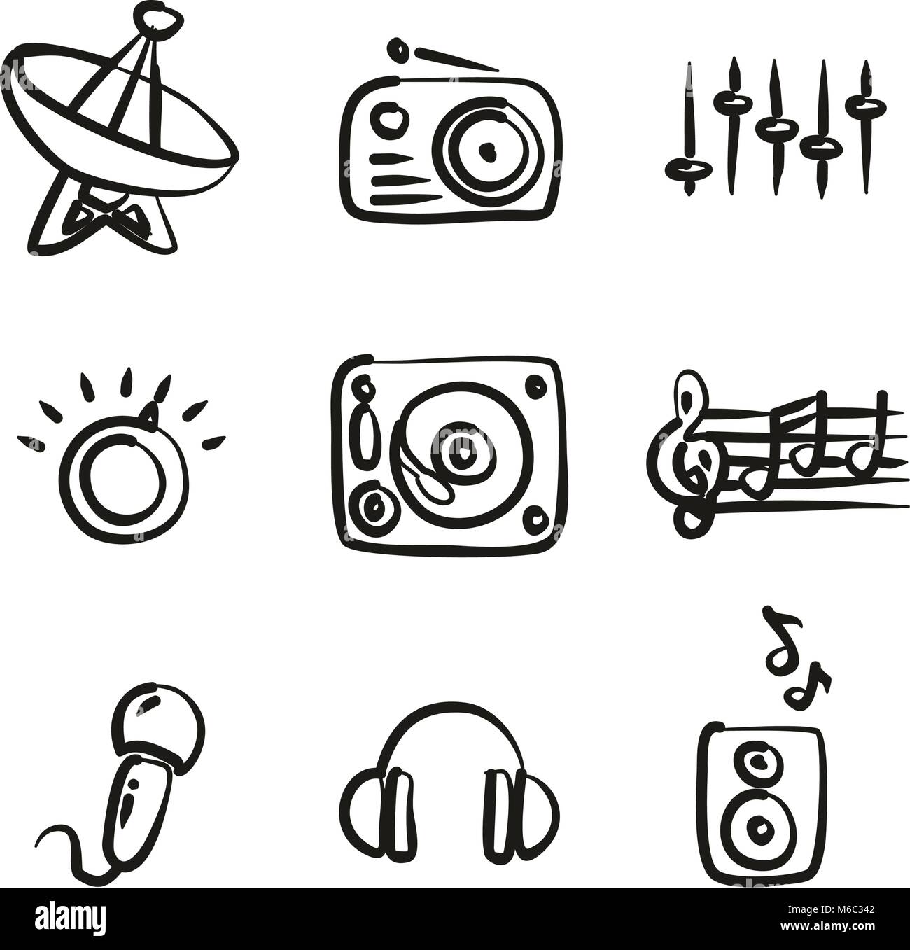 Radio Station Icons Freehand Stock Vector Image & Art - Alamy