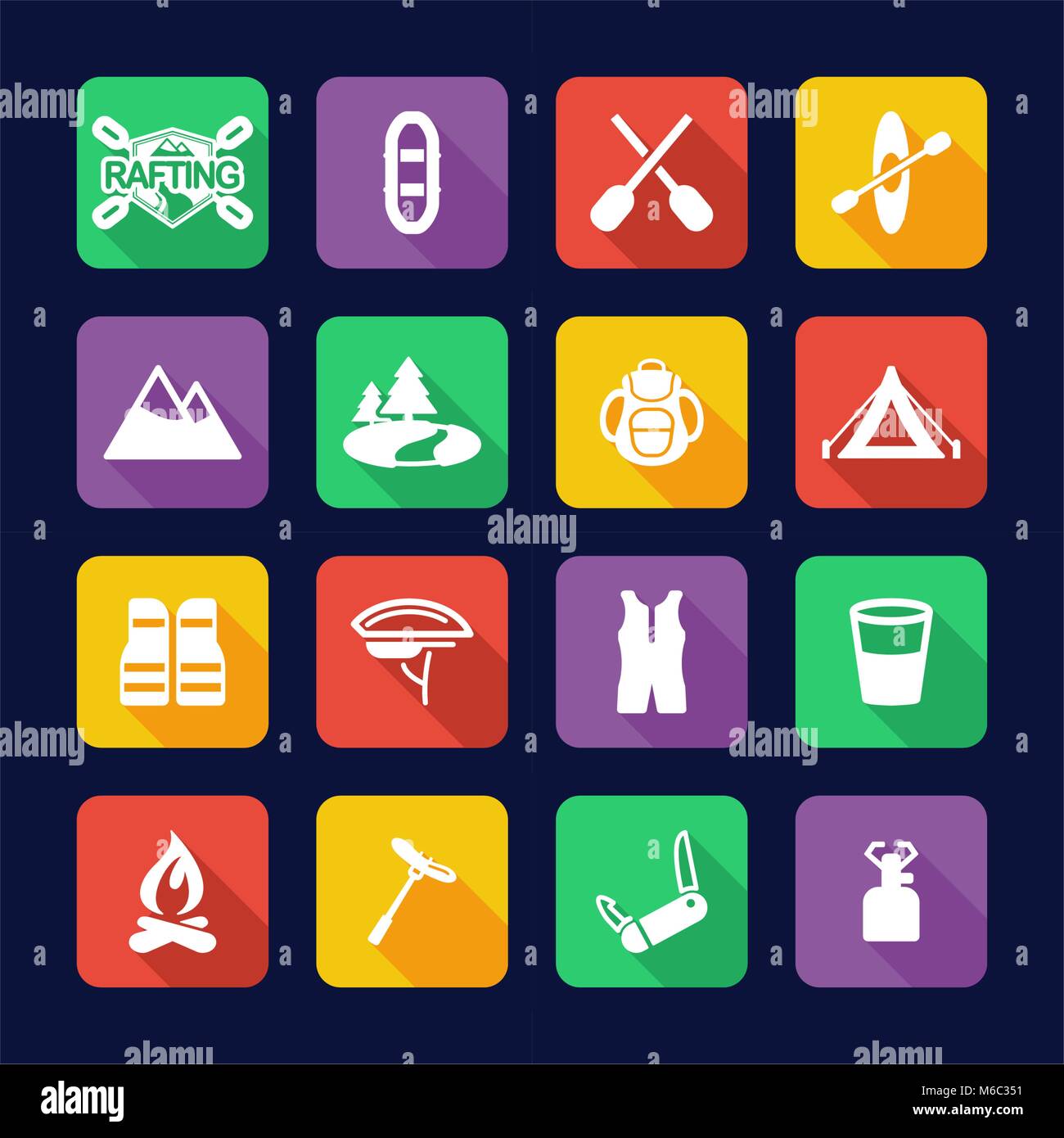Rafting Icons Flat Design Stock Vector Image & Art - Alamy