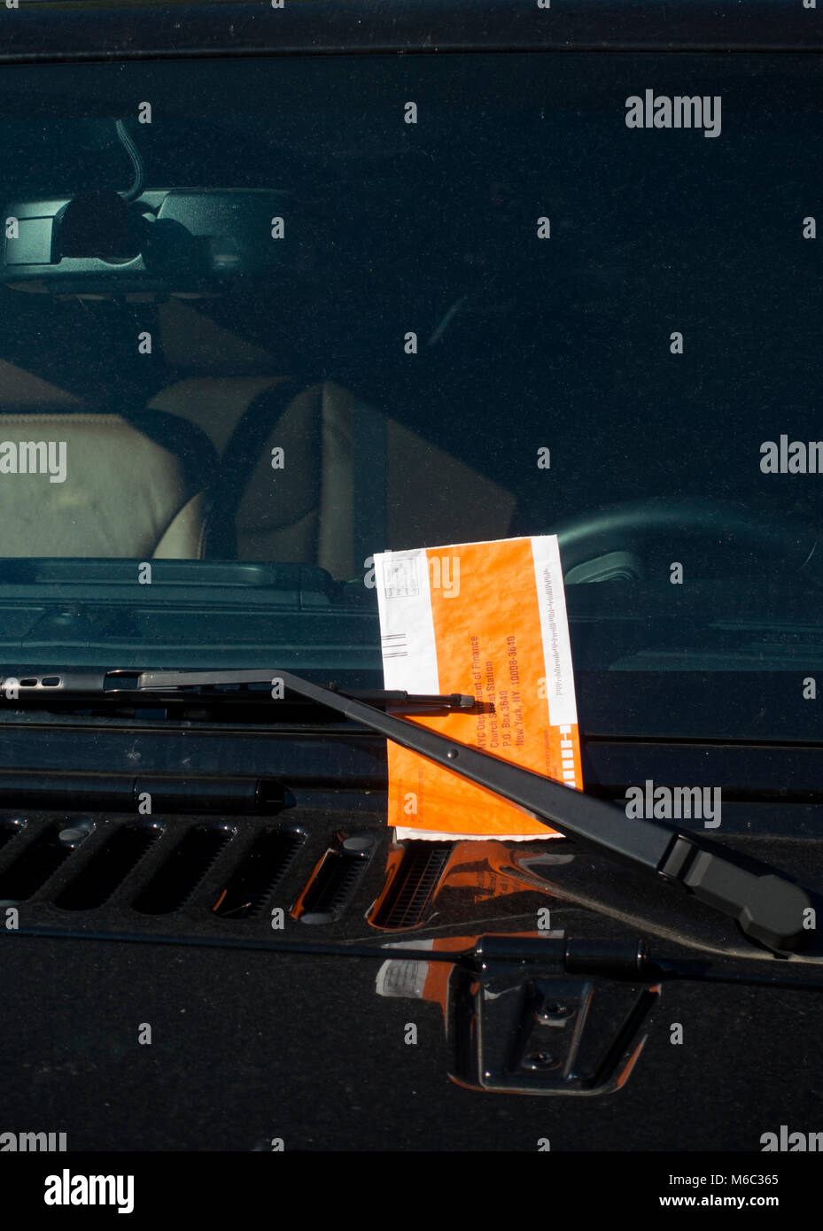 parking ticket on car windshield Brooklyn NYC Stock Photo - Alamy