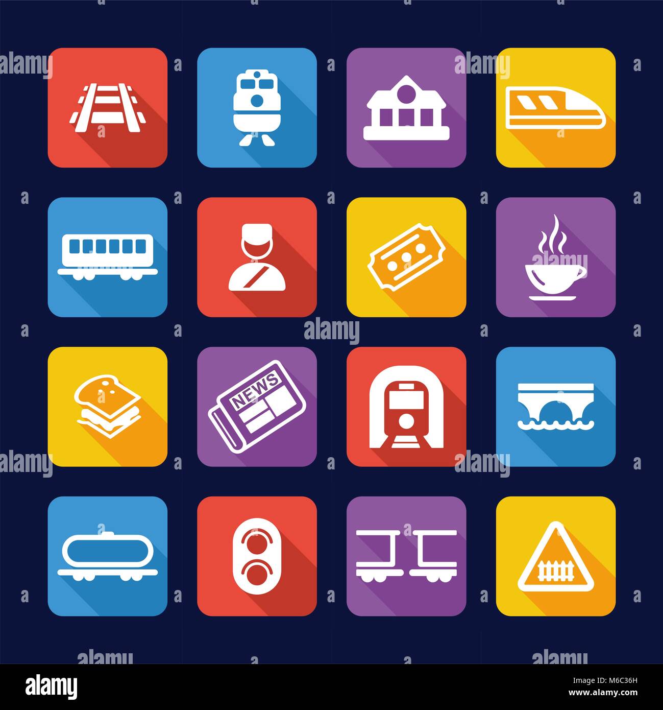Railroad Icons Flat Design Stock Vector Image & Art - Alamy