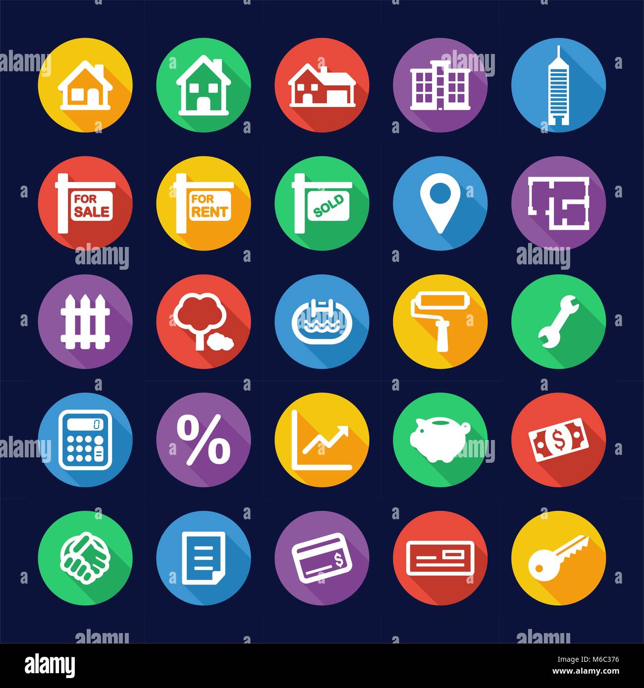 Real Estate Market Icons Flat Design Circle Stock Vector Image & Art ...