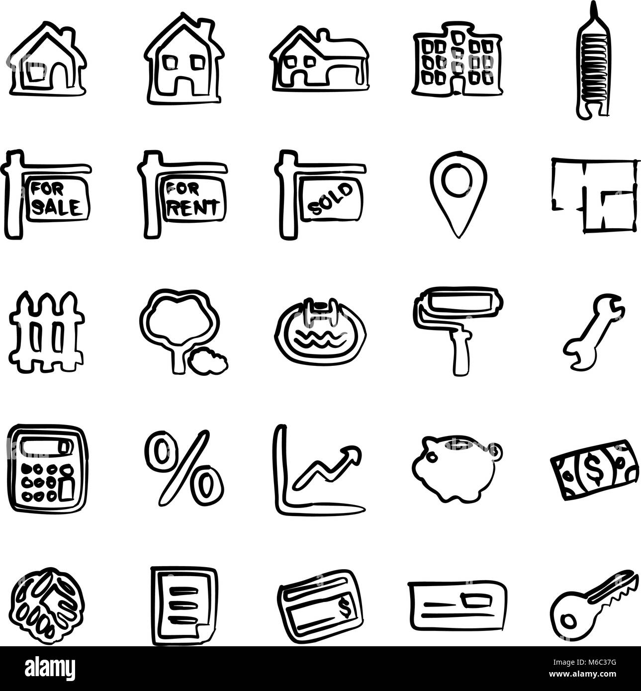 Real Estate Market Icons Freehand Stock Vector Image & Art - Alamy