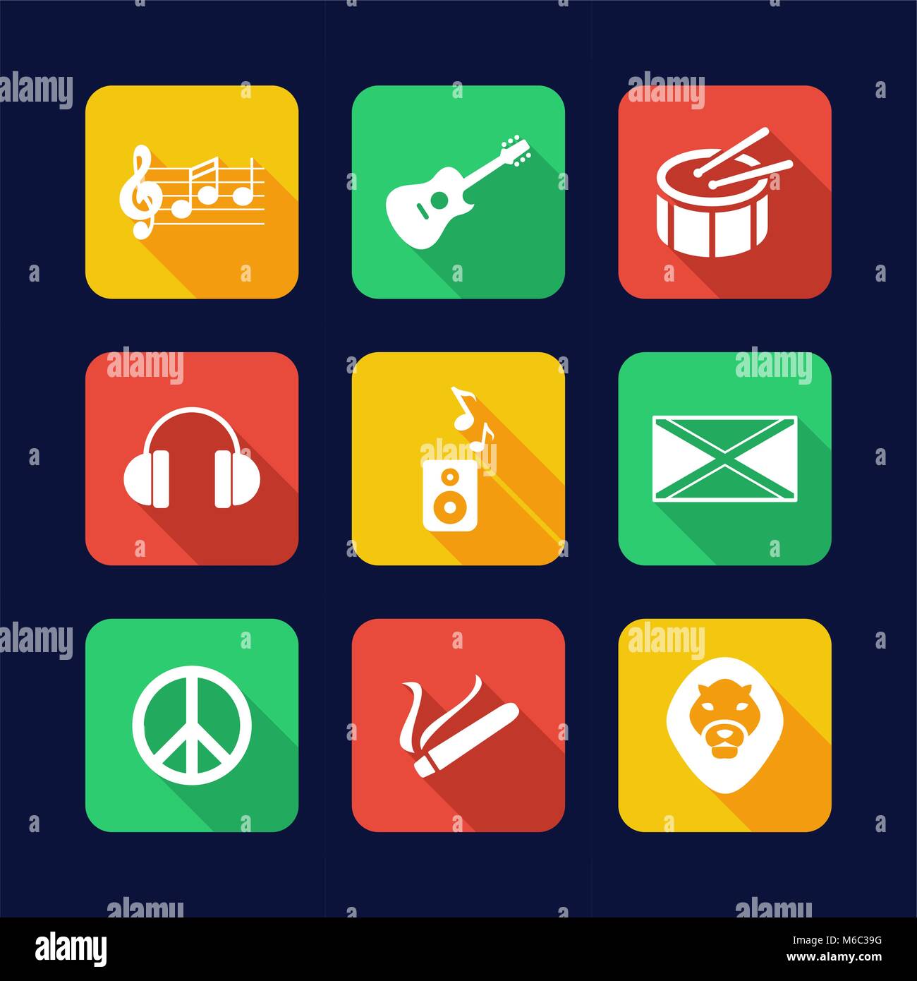 Reggae Icons Flat Design Stock Vector Image & Art - Alamy