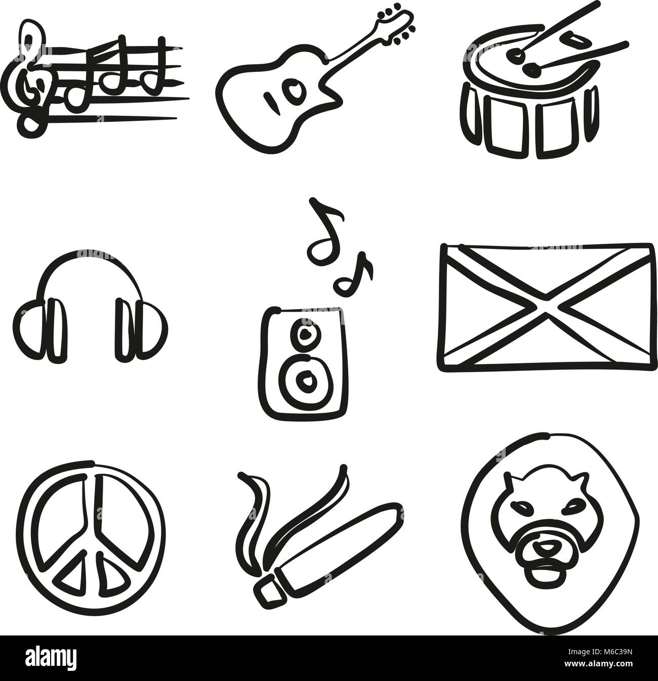 Reggae Icons Freehand Stock Vector Image & Art - Alamy