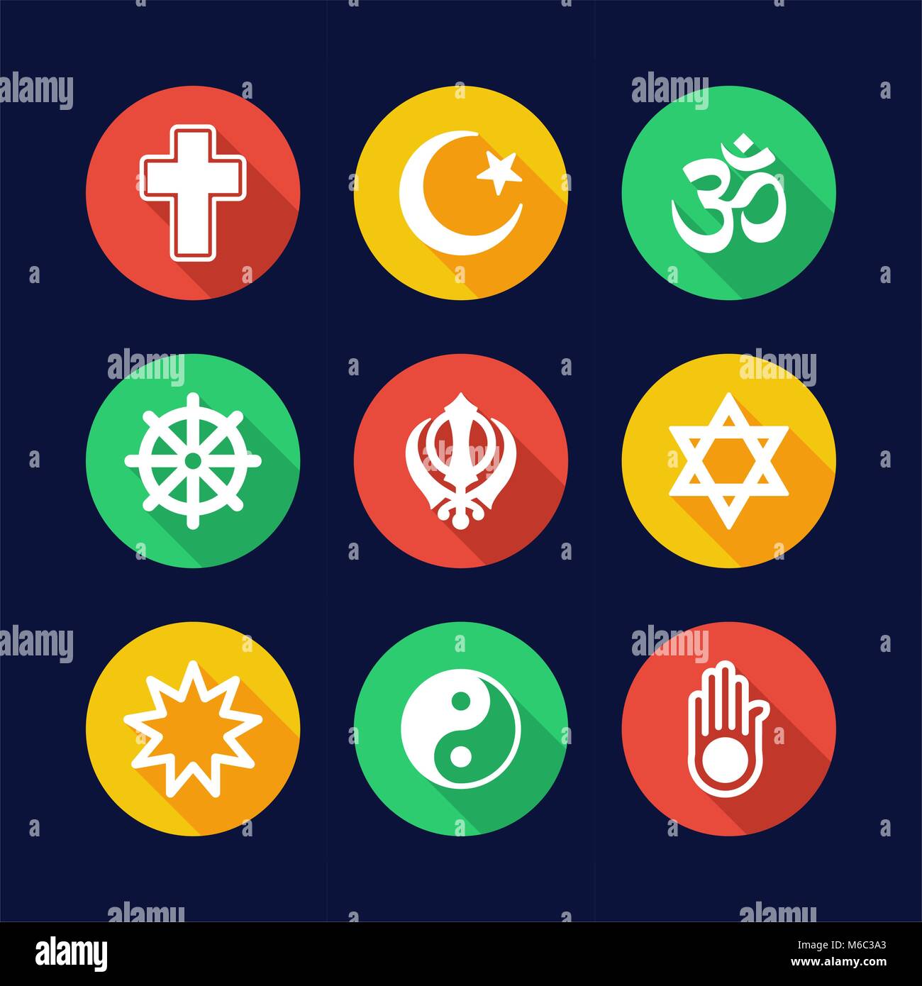 Religion Icons Flat Design Circle Stock Vector Image & Art - Alamy