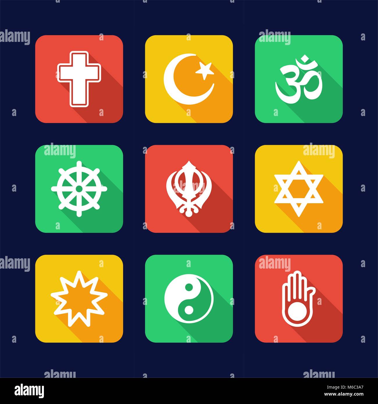 Religion Icons Flat Design Stock Vector Image & Art - Alamy