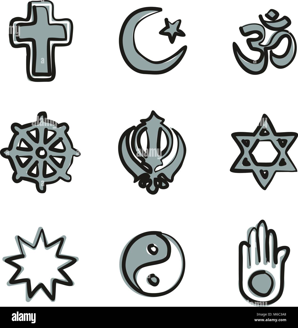 Religion Icons Freehand 2 Color Stock Vector Image & Art - Alamy