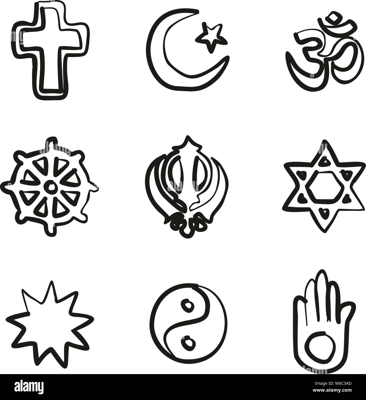 Religion Icons Freehand Stock Vector Image & Art - Alamy