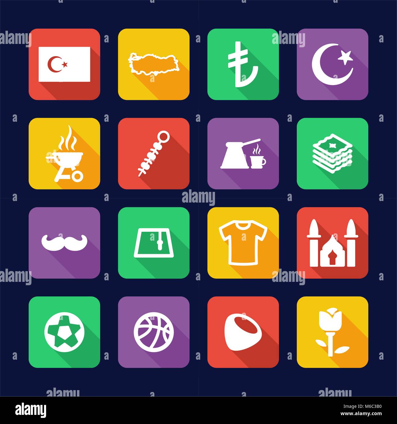 Republic Of Turkey Icons Flat Design Stock Vector Image & Art - Alamy
