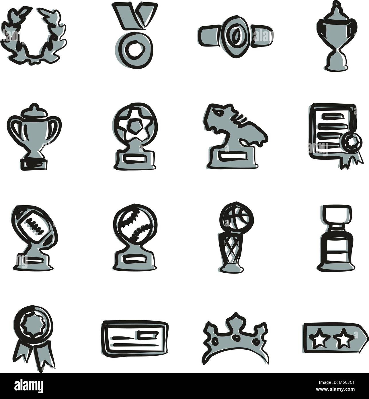 Reward Or Prize Icons Freehand 2 Color Stock Vector Image & Art - Alamy