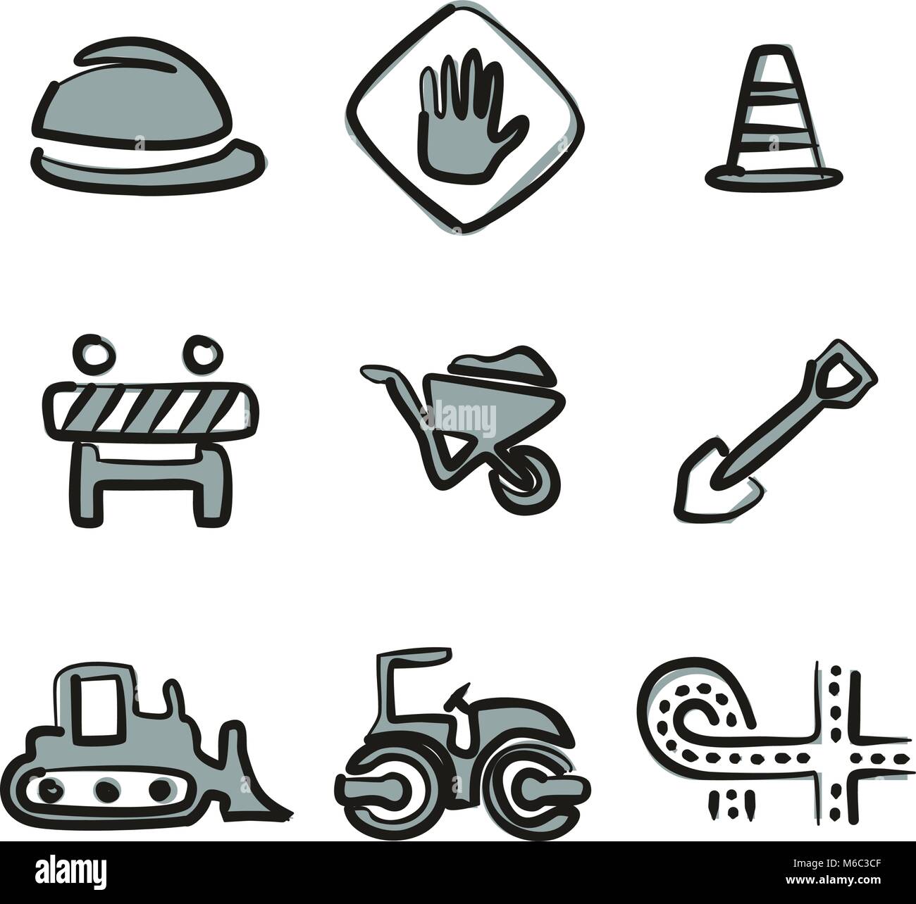 Road Construction Icons Freehand 2 Color Stock Vector Image & Art - Alamy