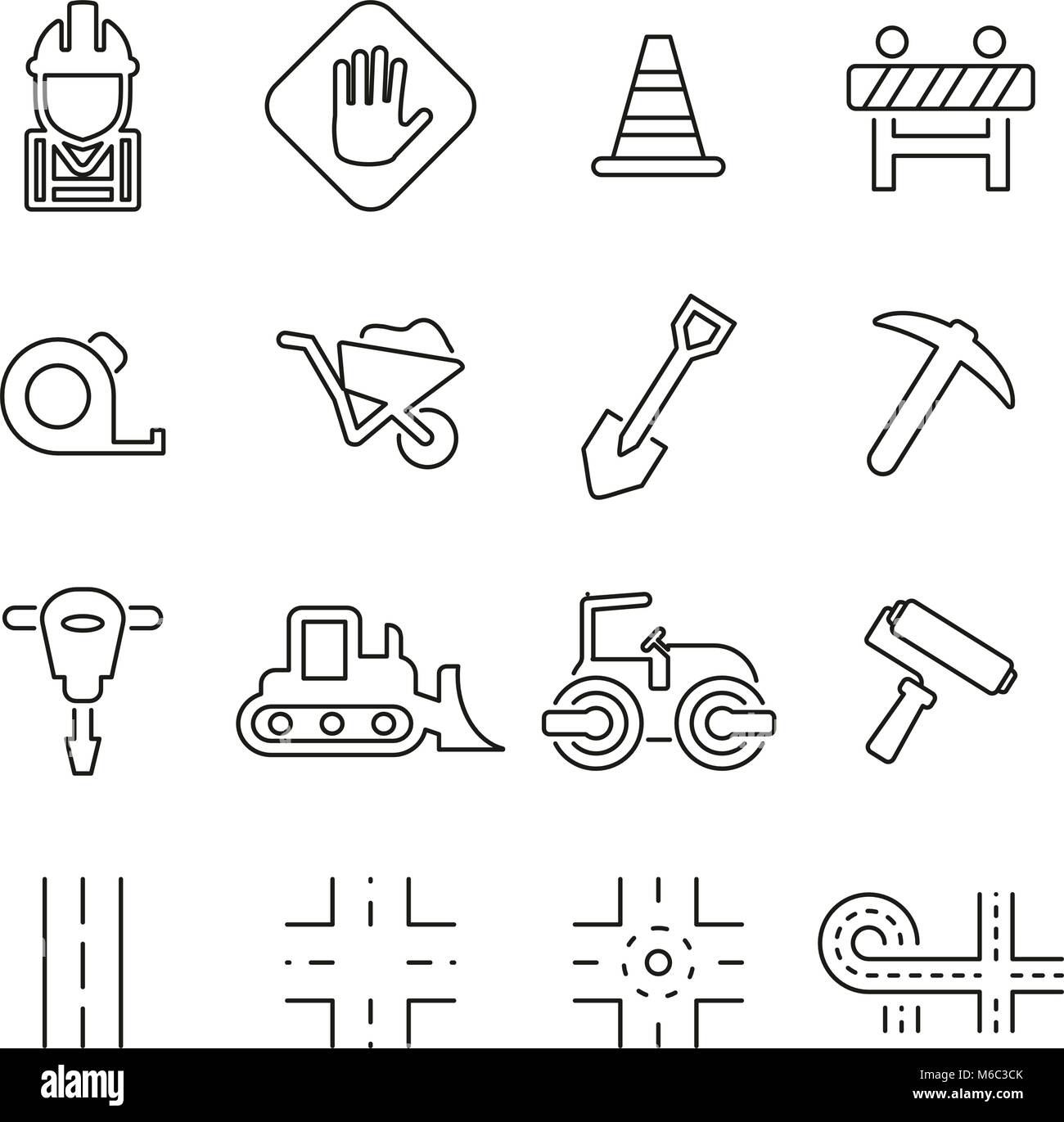 Road Construction Icons Thin Line Vector Illustration Set Stock Vector ...