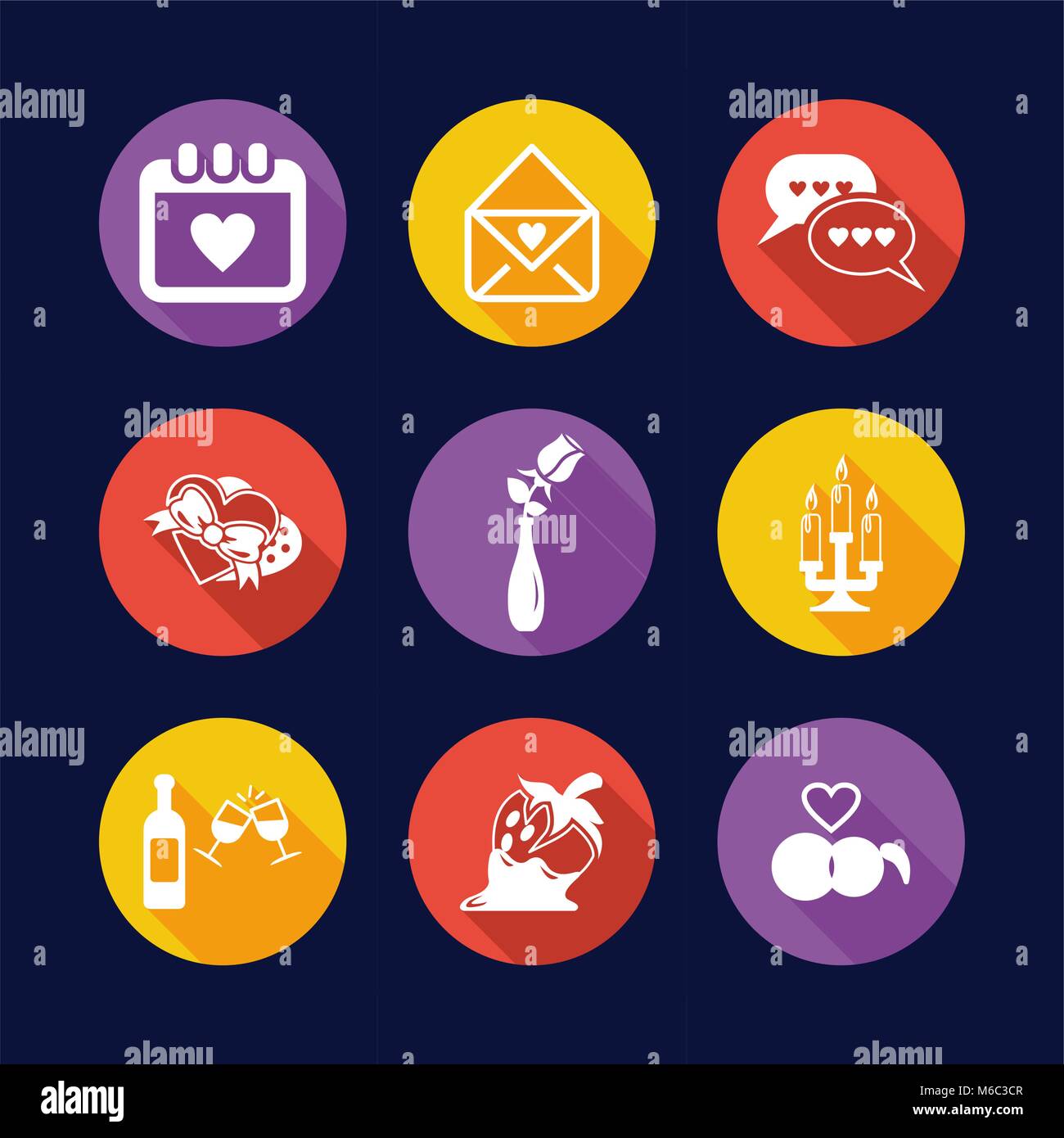 Romantic Icons Flat Design Circle Stock Vector Image & Art - Alamy